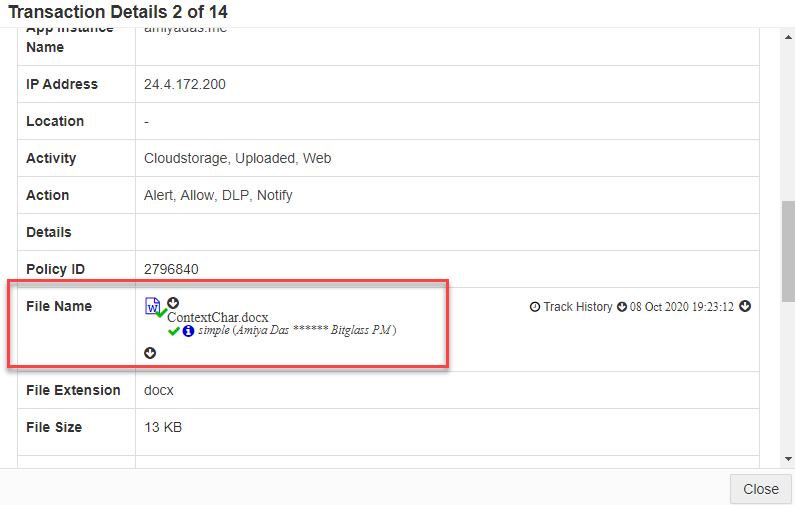 Reviewing context matching in logs